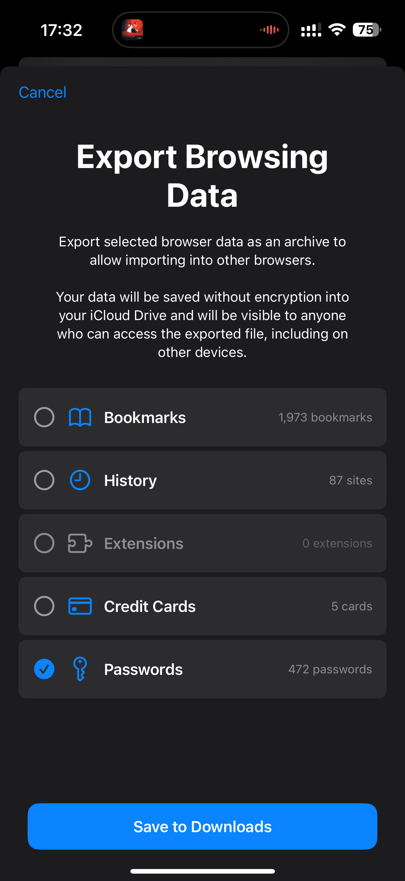 Exporting passwords from iOS/Passwords App – Cloaked Support